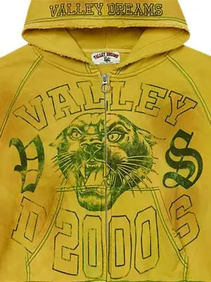 VALE FOREVER Graphic Print Zip-up Hoodie - Yellow