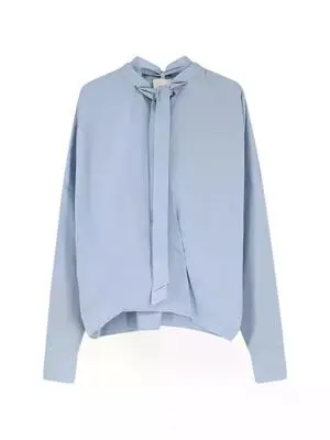 ALYSI Bow V-neck Shirt - Blue