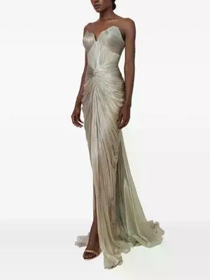 IRIS SERBAN Adelaine Strapless Maxi Dress - Silver