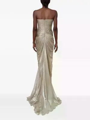 IRIS SERBAN Adelaine Strapless Maxi Dress - Silver