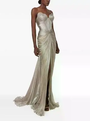 IRIS SERBAN Adelaine Strapless Maxi Dress - Silver