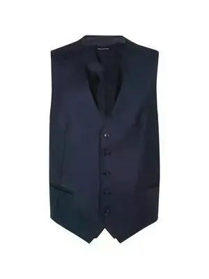Tagliatore Button Wool Waistcoat - Blue