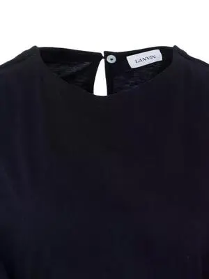 LANVIN Button And Lace Detail T-shirt - Blue