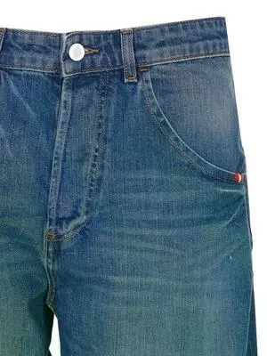 AMISH SUPPLIES Slub Wrinkled Wide Leg Jeans - Blue
