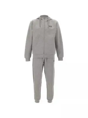 EA7 Hooded Logo Cotton Tracksuit - Grey