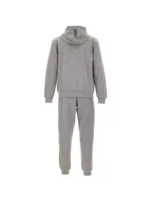 EA7 Hooded Logo Cotton Tracksuit - Grey