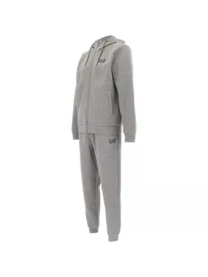 EA7 Hooded Logo Cotton Tracksuit - Grey