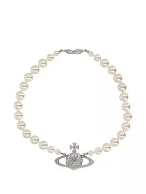VIVIENNE WESTWOOD Mini Bas Relief Faux-pearl Necklace - Silver