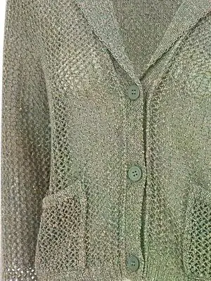 KANGRA Openwork Sequin Cardigan - Green