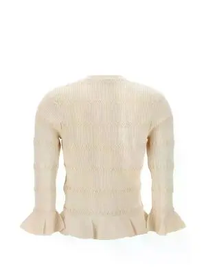 Liu Jo Off- Button Front Cardigan With Ruffled Details - White
