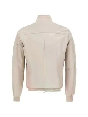 BARBA NAPOLI Ribbed Leather Jacket - Neutrals