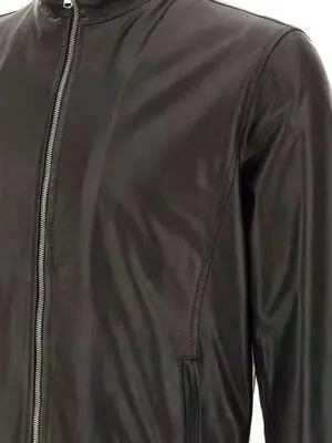 BARBA NAPOLI Leather Zip Jacket - Brown
