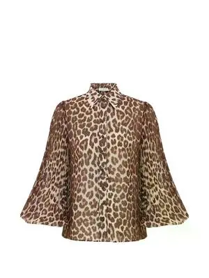 Zimmermann Leopard-print Collared Shirt - Brown