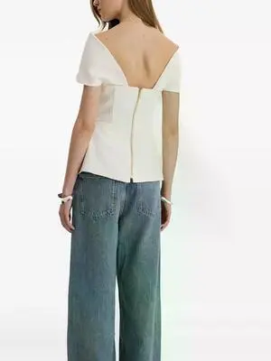 MOOS STUDIO Denim Muse Off-shoulder Top - White