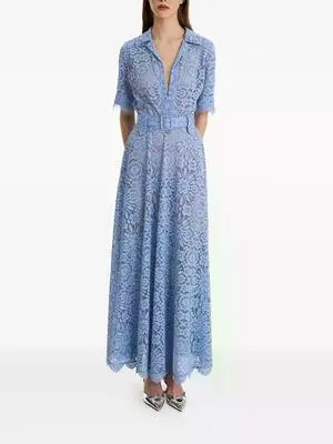 MOOS STUDIO Lace Belted Maxi Dress - Blue