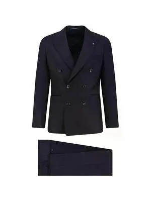 Tagliatore Double-breasted Peak Lapel Suit - Blue