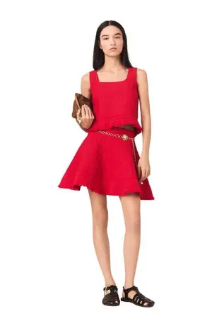 Maje Ruffled Knit Crop Top