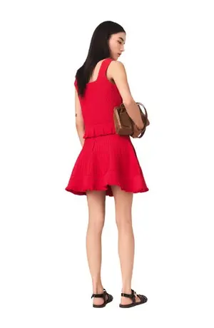 Maje Ruffled Knit Crop Top