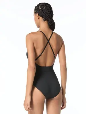 Michael Kors Bubble Logo Cross Back One-piece Swimsuit