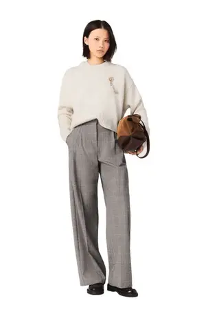 Maje Checked Suit Palazzo Trousers