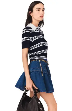 Maje Short Denim Skirt - Blue