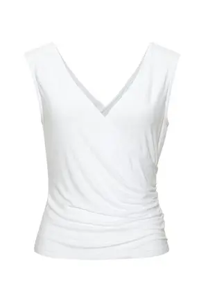 LASCANA Sleeveless Wrap Look Top - White