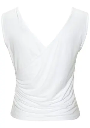 LASCANA Sleeveless Wrap Look Top - White