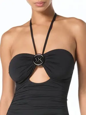 Michael Kors Bubble Logo Bandeau One-piece Swimsuit - Black