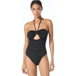 Michael Kors Bubble Logo Bandeau One-piece Swimsuit - Black