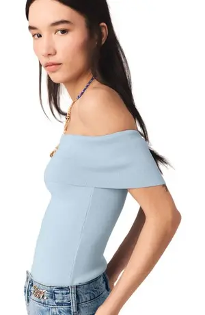 Maje Bardot Rib Knit Top