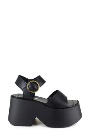 CANDIE'S Platform Sandals - Black Leather