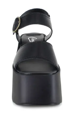 CANDIE'S Platform Sandals - Black Leather
