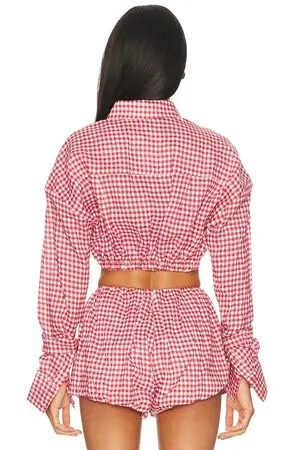AEXAE Linen Tie Top Shirt