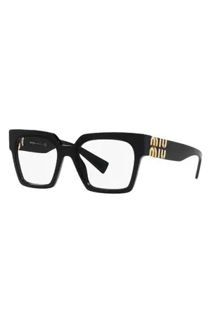 Miu Miu 52mm Square Optical Glasses - Black