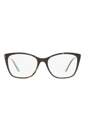 Tiffany & Co. 54mm Square Eyeglasses - Havana/blue