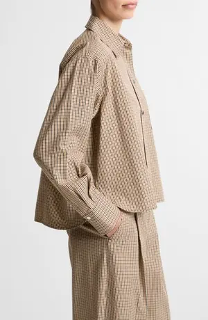 Vince Plaid Oversized Cropped Shirt