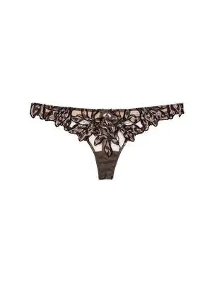 FLEUR DU MAL Lily Embroidery Hipster Thong - Leopard Lily
