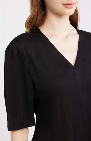 Theory Silk Round Sleeve Button-up Top