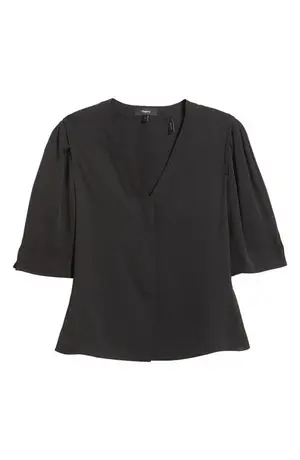 Theory Silk Round Sleeve Button-up Top