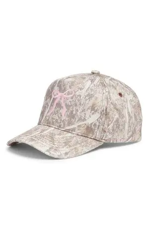 FRIDAY FEELIN’ Embroidered Bow Baseball Cap - Camo