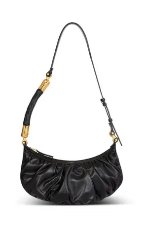 Balmain Ebene Hobo Bag In Calfskin Leather - Black