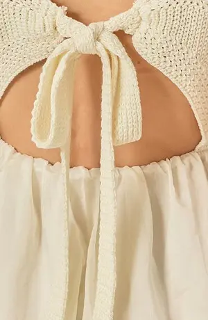 English Factory Mixed Media Open Back Dress