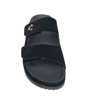 True Religion Sean Double Strap Metal Logo Sandal - Black