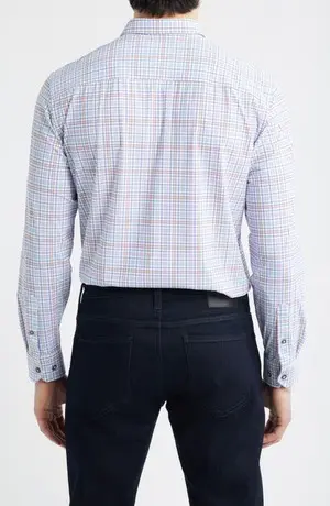 Johnston & Murphy Xc Motion Performance Knit Button-up Shirt - Multi Plaid