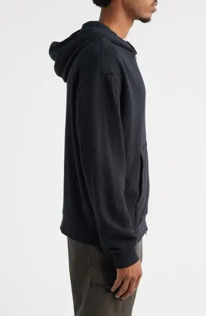 PALMES Waffle Stitch Full Zip Hoodie - Black