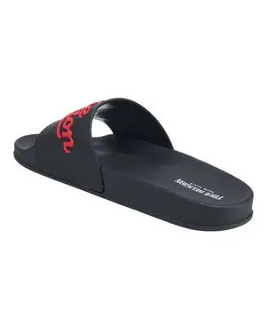True Religion Script Logo Pool Slides - Black