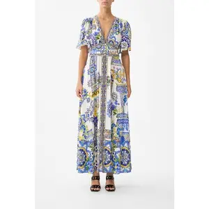 Camilla Shaped Waistband Dress With Flutter Sleeves - España Nirvana