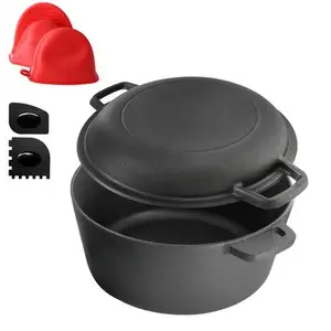 MEGACHEF 5 Quart 2-in-1 Cast Iron Dutch Oven And Skillet