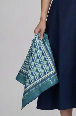 ELLE COLLECTION Printed Satin Scarf - Teal Multi