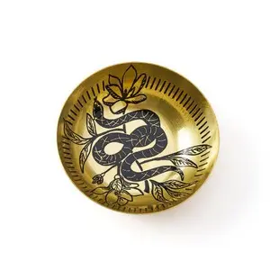 MATR BOOMIE Saanp Snake Round Brass Trinket Dish - Bronze